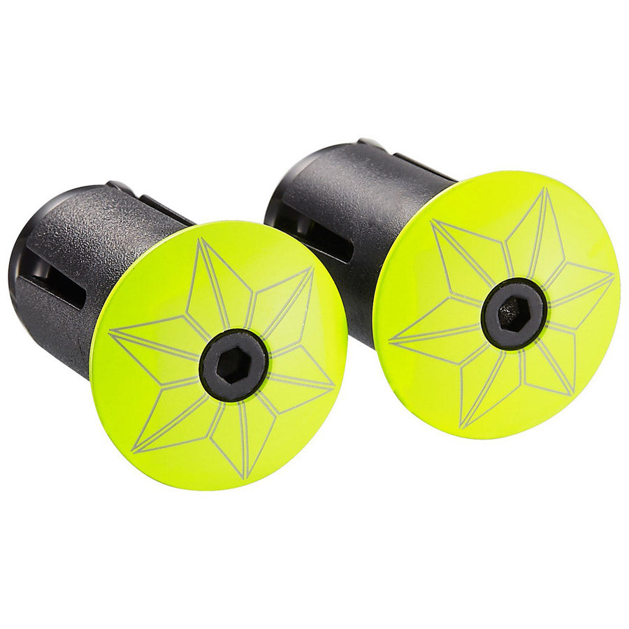 Supacaz Star Handlebar Tape Caps - Neon Yellow